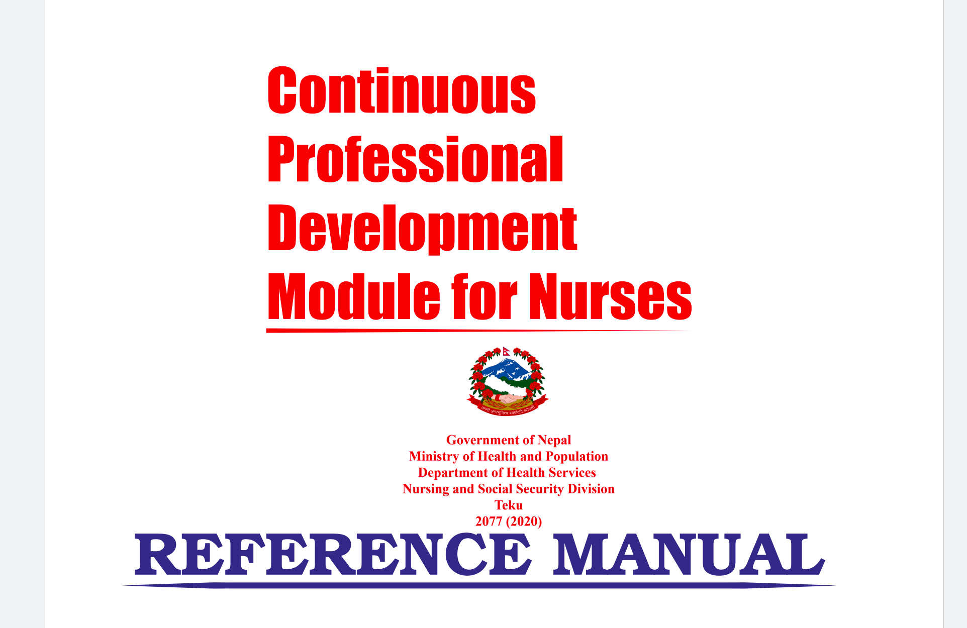 Continuous Professional Development Modules for Nurses (REFERENCE ...