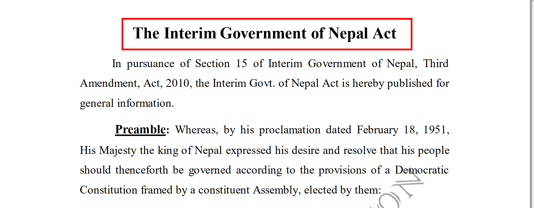 The Interim Government of Nepal Act, 2007 (English Version) | E. Health ...